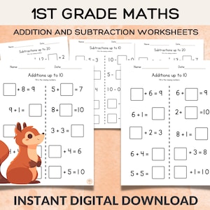 Addition and Subtraction Worksheets 1st Grade Maths - Etsy