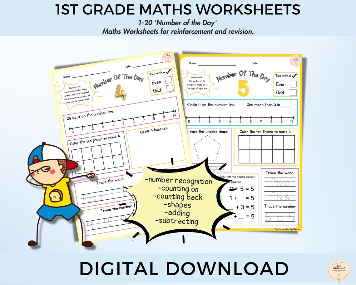Maths Worksheets 1st Grade Printouts, Numbers 1 Till 20 Revision Work ...