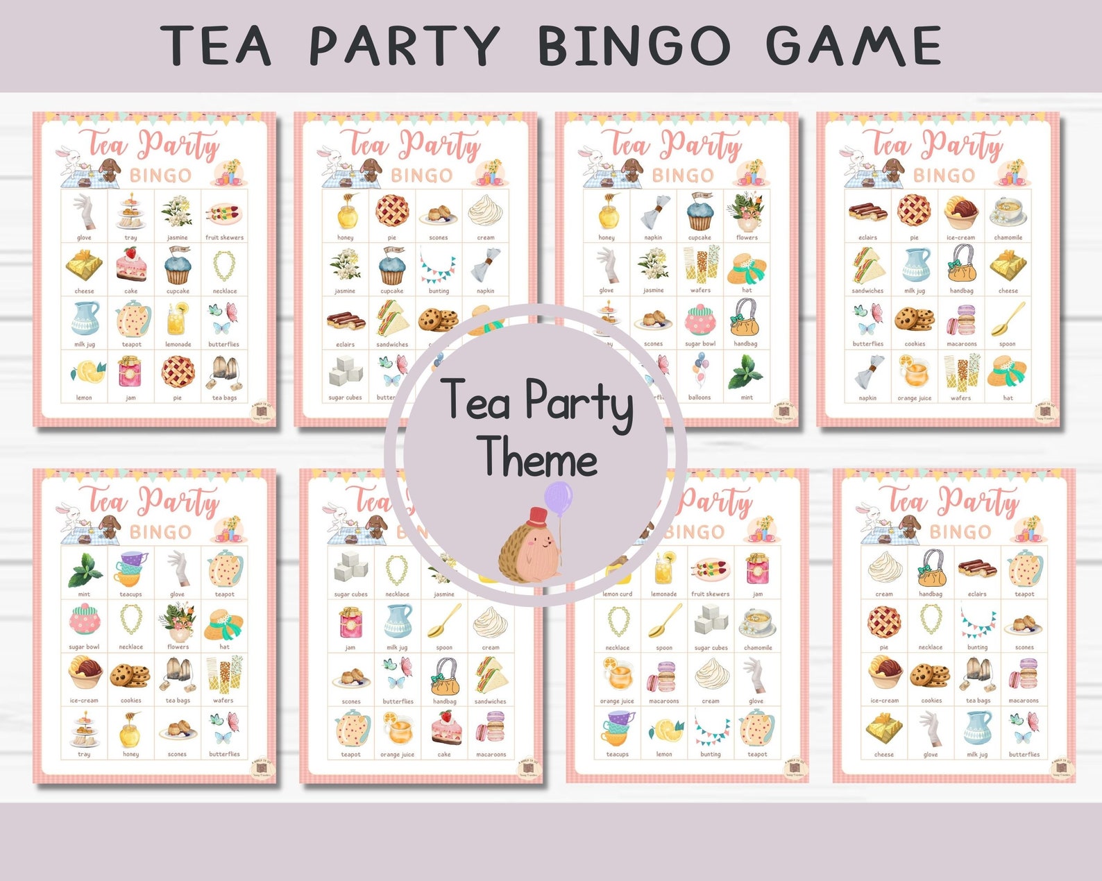 Tea Party Bingo Cards, Tea Party Games, Kids Printable Garden Party ...
