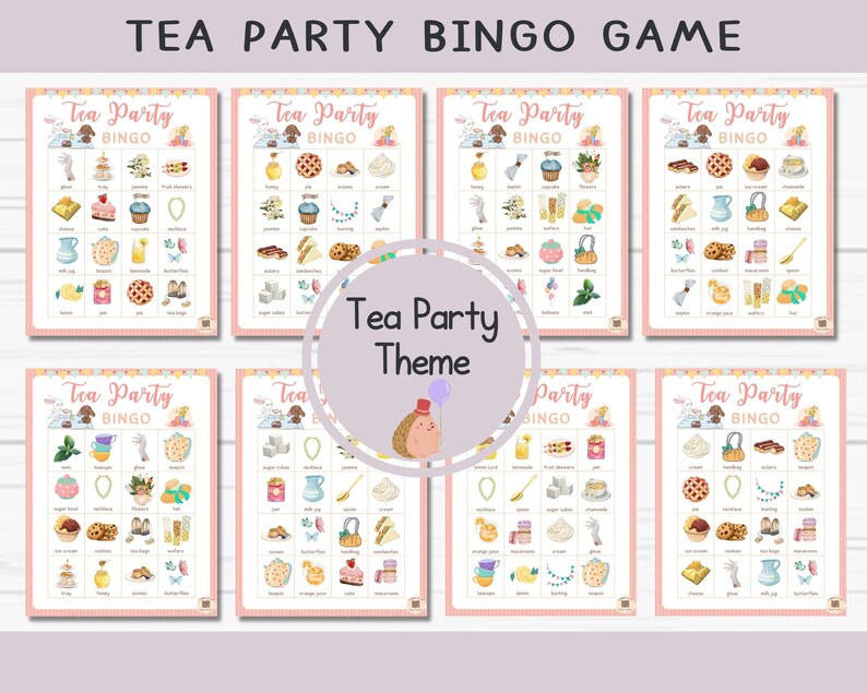 Tea Party Bingo Cards, Tea Party Games, Kids Printable Garden Party ...