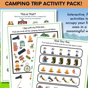 Kindergarten Printable Camping Activity Book, Coloring Pages & Games ...