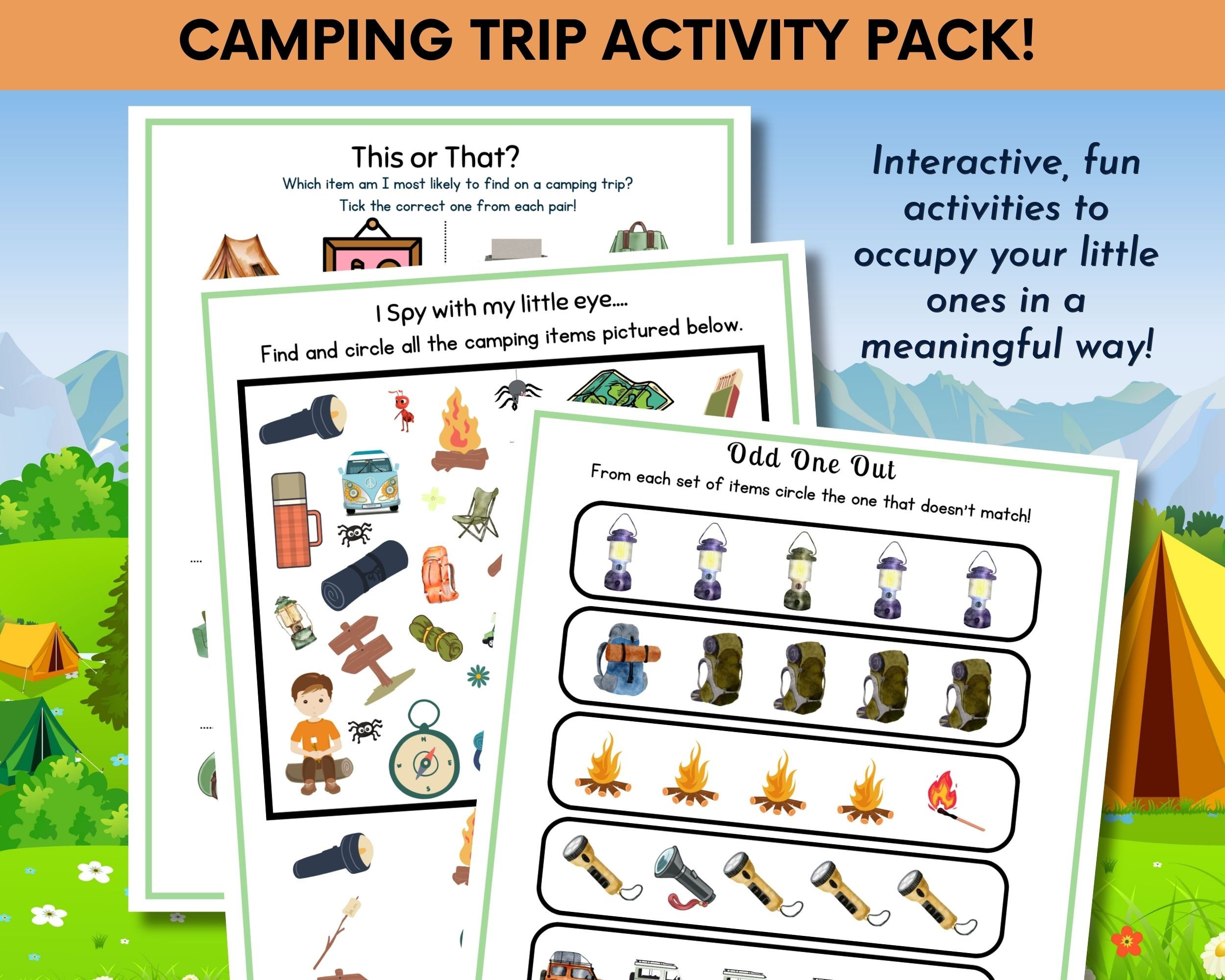 Kindergarten Printable Camping Activity Book, Coloring Pages & Games ...