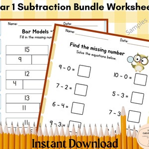 Bundle Subtraction Printables for Year 1/ Subtraction Practice/ Year 1 ...
