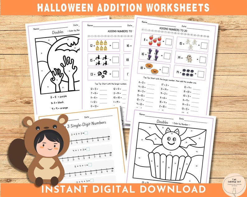 Maths Printable Halloween Worksheets, Addition Worksheets for 2nd and ...