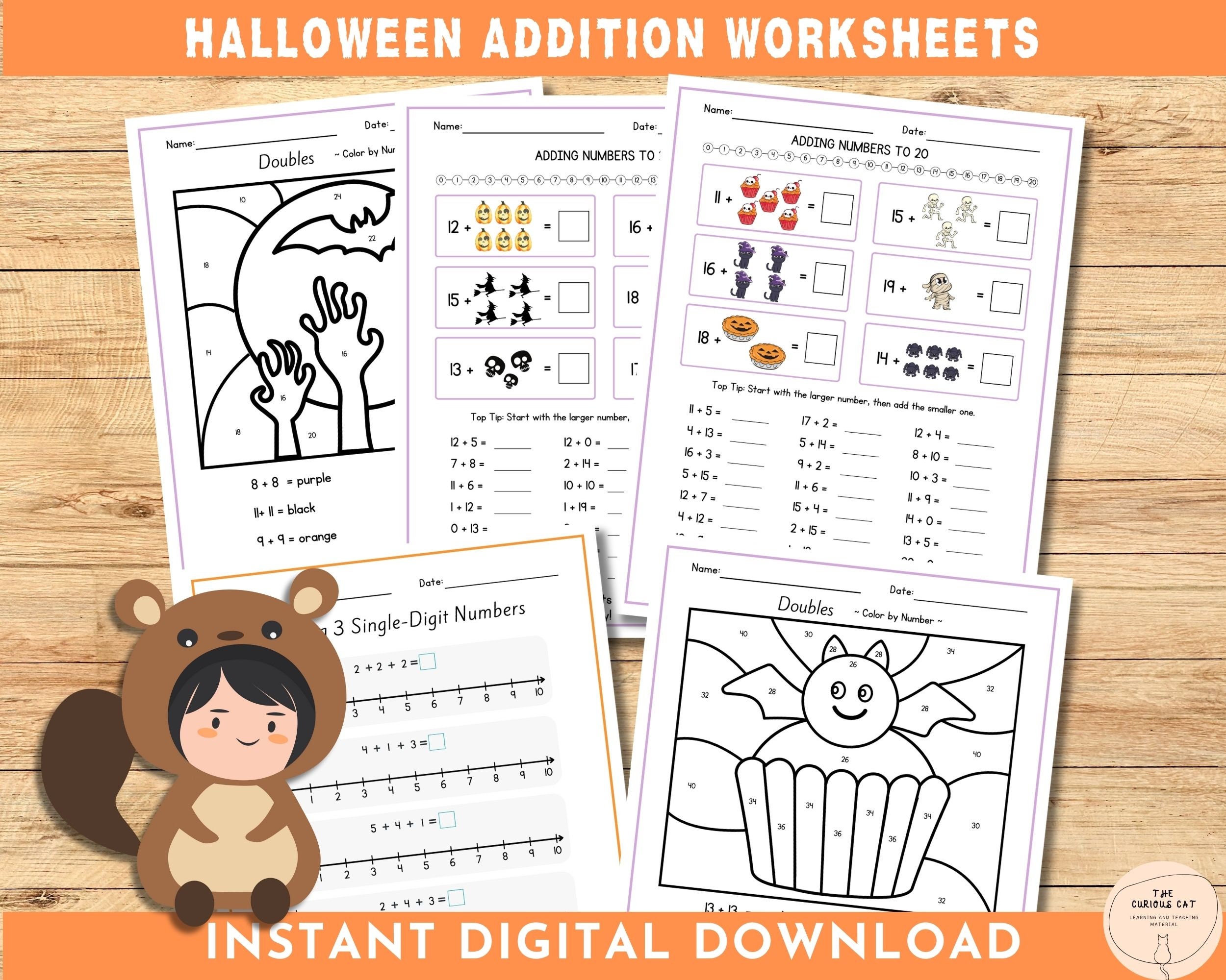 Maths Printable Halloween Worksheets, Addition Worksheets for 2nd and ...