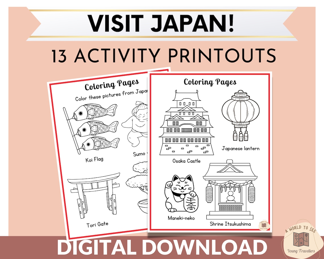 Japan Worksheets, Learning & Travel Printable for Children; Kids ...