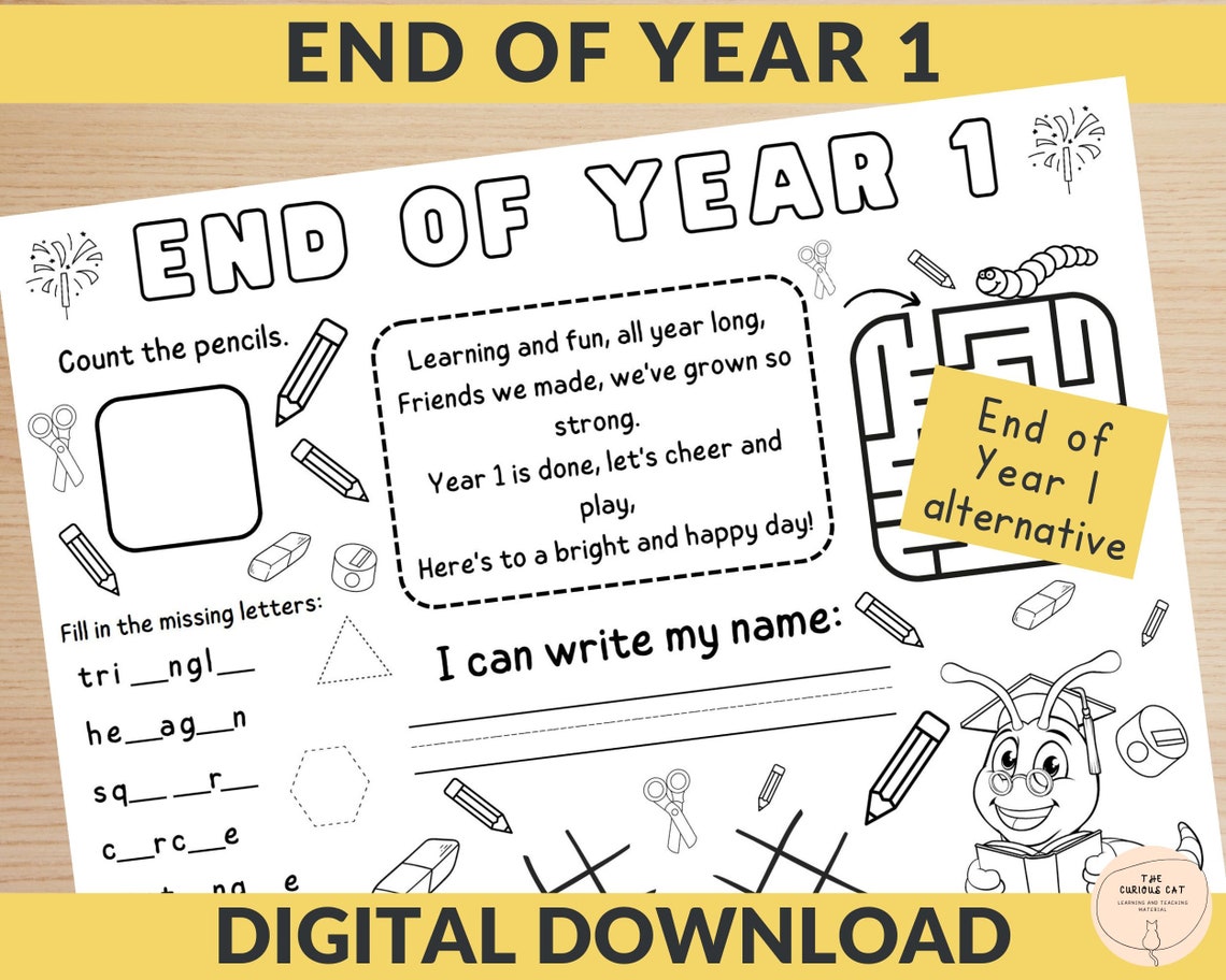 End of School Year Activity Placemat School Year Gift Idea - Etsy