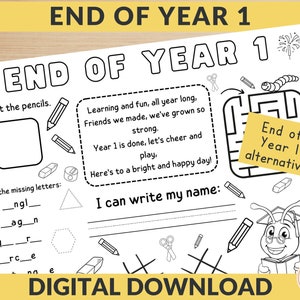 Graduation 1st Grade Worksheet, End of School Year Activity Printable ...