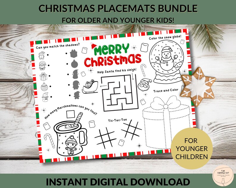 Christmas Activity Placemat for Kids | Holiday Coloring Placemat ...