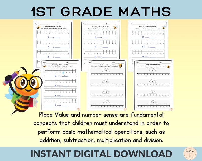 1st Grade Maths Worksheets, Place Value Worksheets for Year 1, Bundle ...