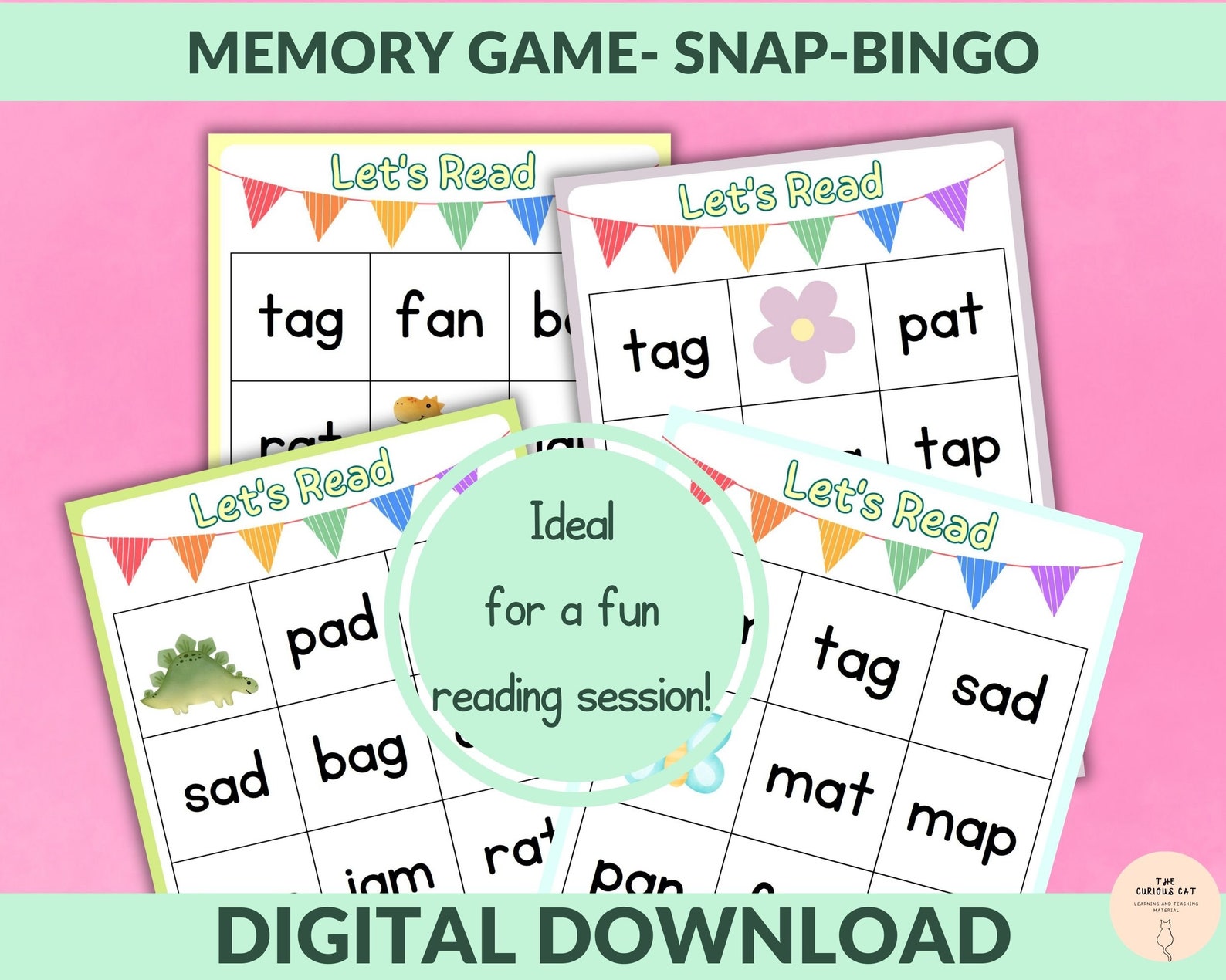 CVC Bingo and Card Games, Printable Bingo Cards and Games, Phonemic ...