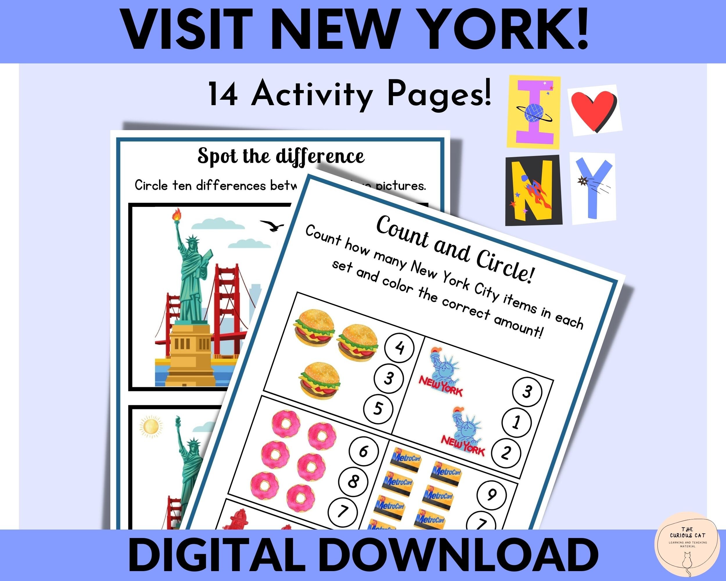 New York Worksheets, Fun & Educational Activities for Kids, Big Apple ...