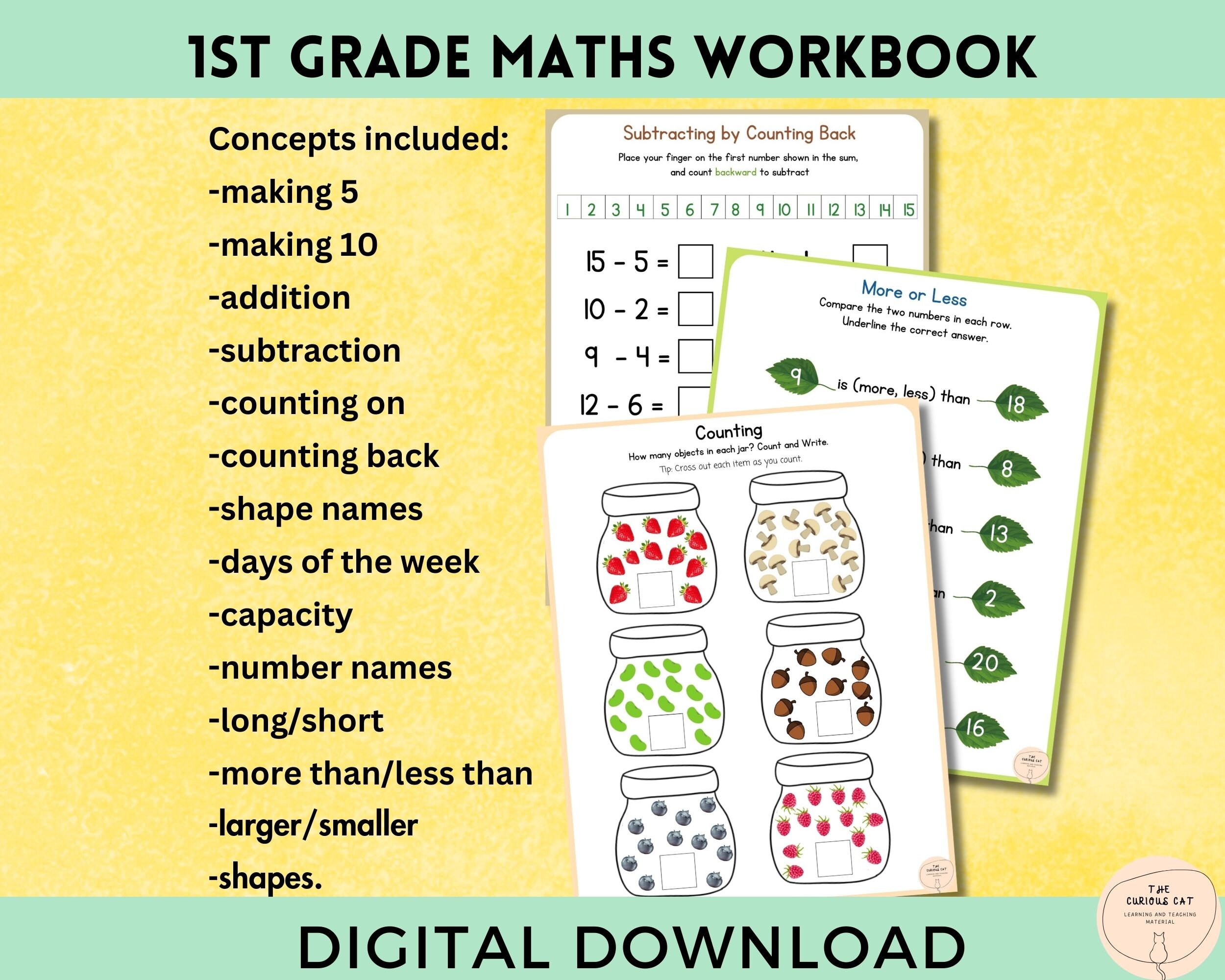 Maths Worksheets for 1st Grade, Maths Workbook, Addition, Subtraction ...
