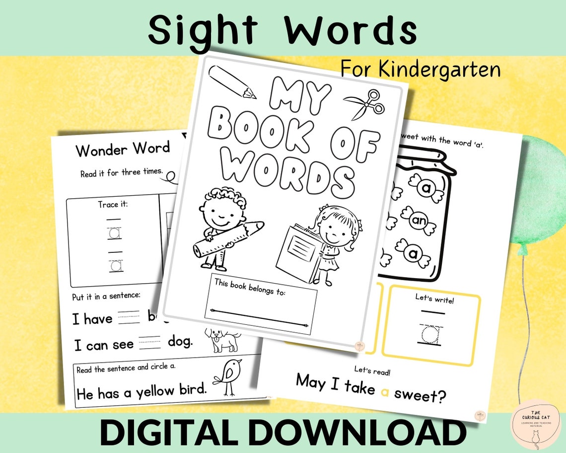 Dolch Sight Words Worksheets, Pre-primer Kindergarten Workbook Spelling ...