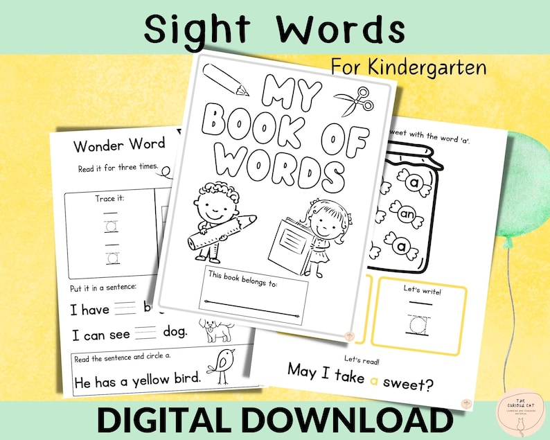 Dolch Sight Words Worksheets, Pre-primer Kindergarten Workbook Spelling ...