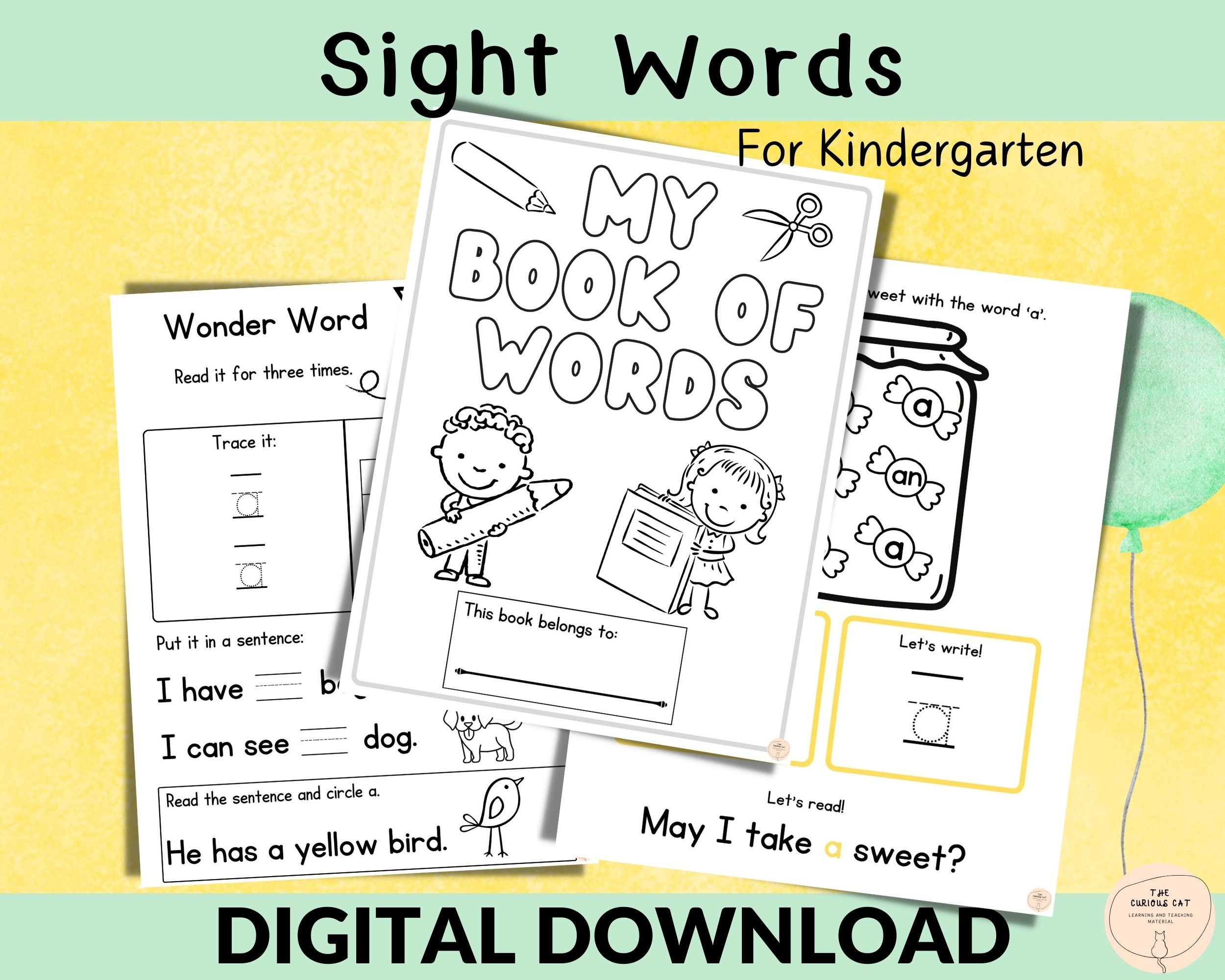Dolch Sight Words Worksheets, Pre-primer Kindergarten Workbook Spelling ...