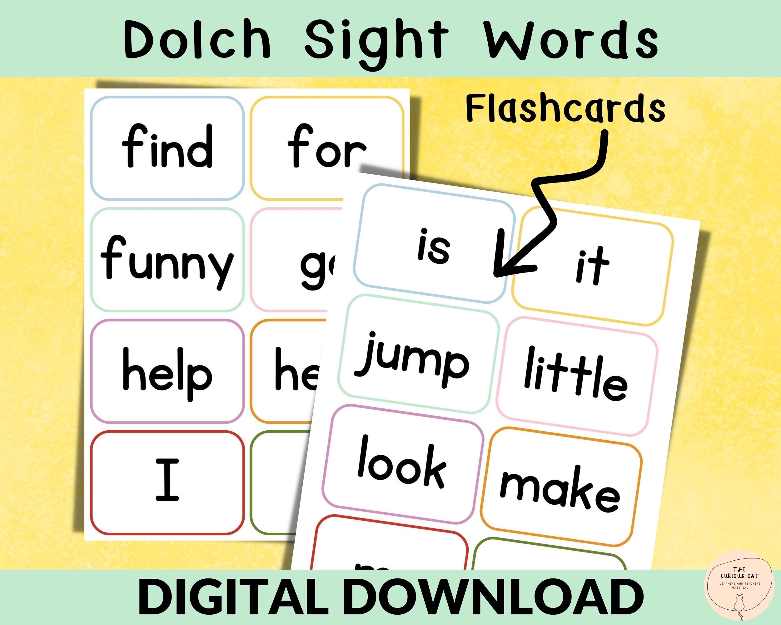 Kindergarten and Pre-k Sight Words Flashcards Worksheets and Checklists ...