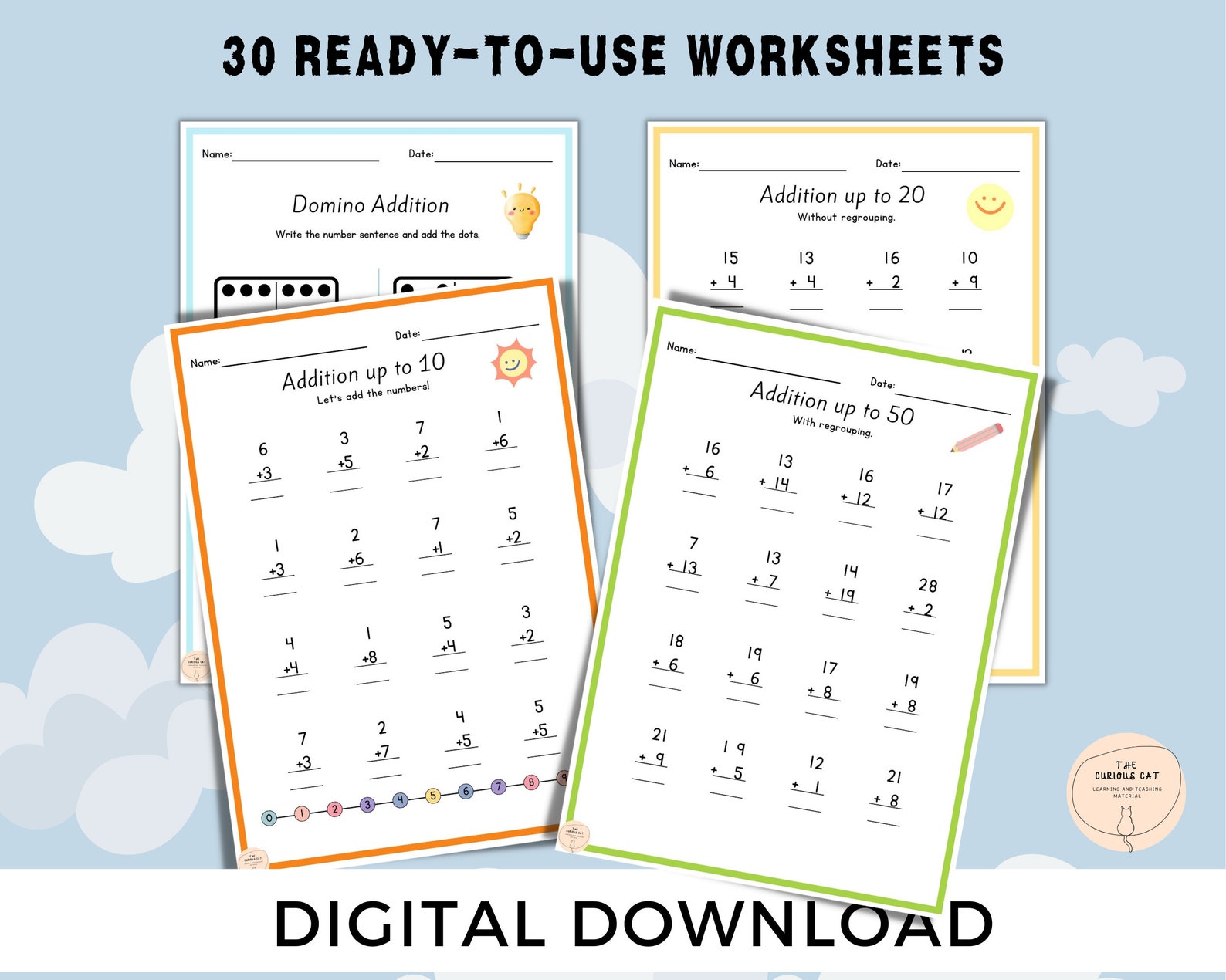 Addition Worksheets for 2nd Grade, Maths Printouts Educational Resource ...