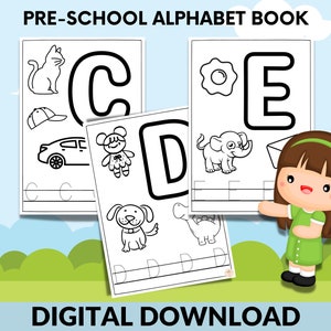 Kindergarten, Daycare Worksheets, Kids Alphabet Coloring & Tracing Book ...