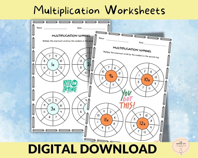Multiplication Practice, Multiplication Wheels, Numbers 1 to 12, Maths ...