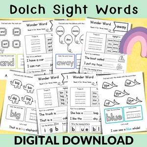 Dolch Sight Words Worksheets, Pre-primer Kindergarten Workbook Spelling ...