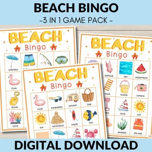 Kids Bingo Game, Beach Birthday Activity Pack, Fun Summer Printable ...