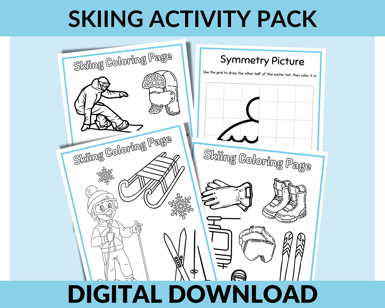 Kindergarten Worksheets, Winter Activities, Skiing Trip Activity Pack ...
