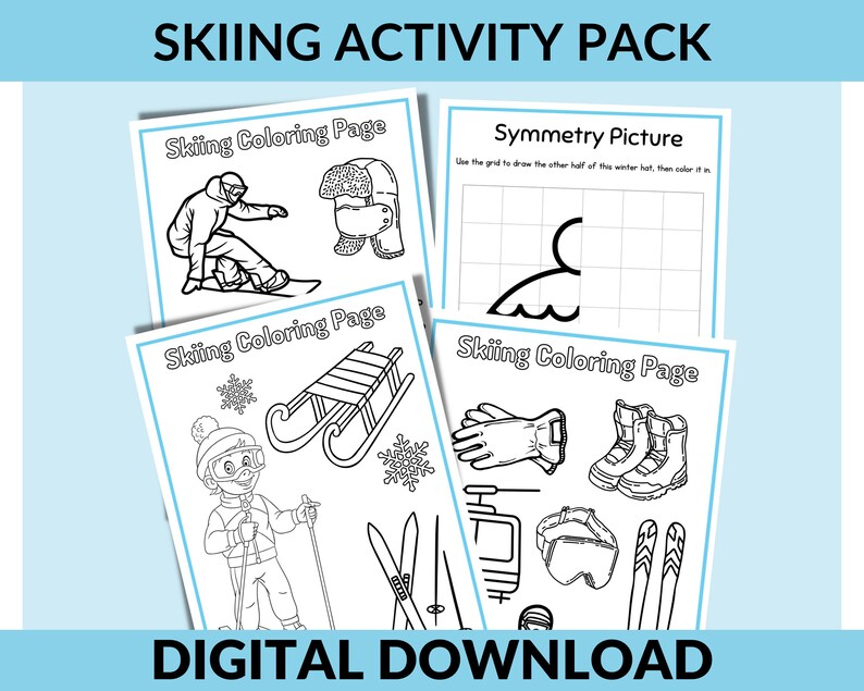 Kindergarten Worksheets, Winter Activities, Skiing Trip Activity Pack ...