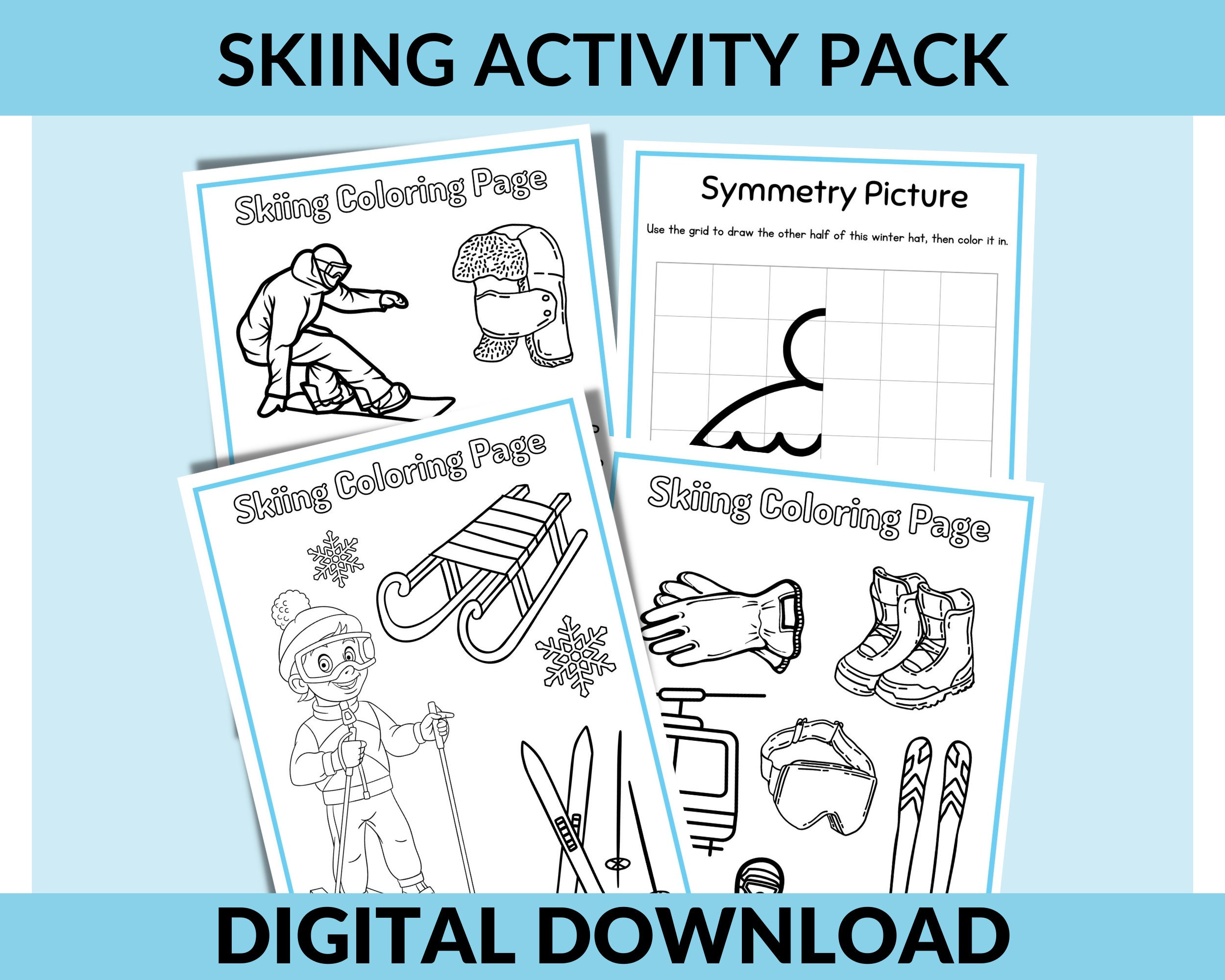 Kindergarten Worksheets, Winter Activities, Skiing Trip Activity Pack ...