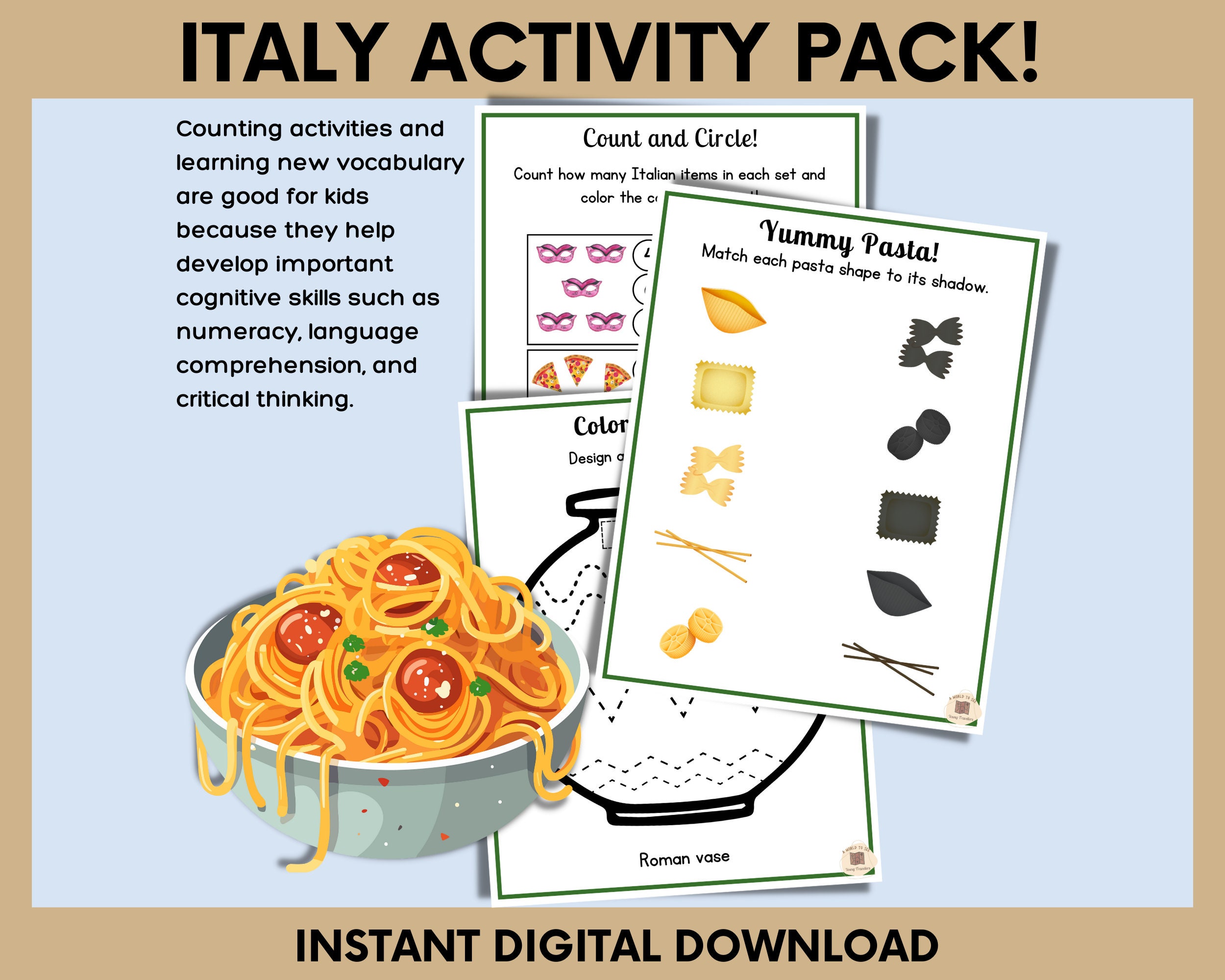 Italy Travel & Study Unit Activity Pack, Exploring Italy for Young ...