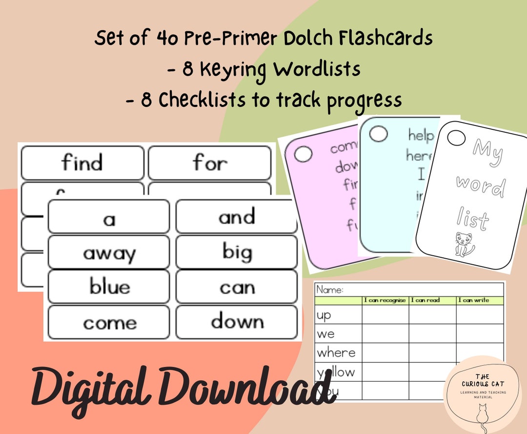 Kindergarten Sight Words Flashcards, Reading Support Pre-k to Kinder ...