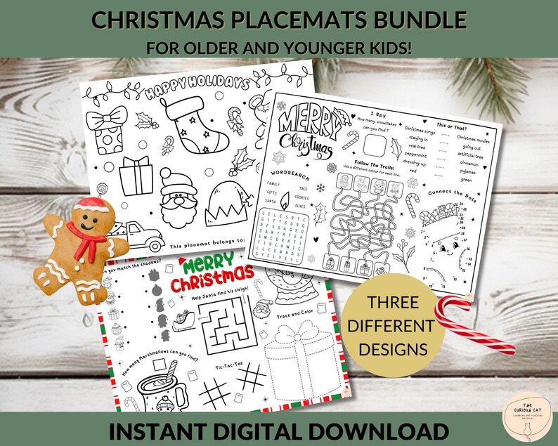 Christmas Activity Placemat for Kids | Holiday Coloring Placemat ...
