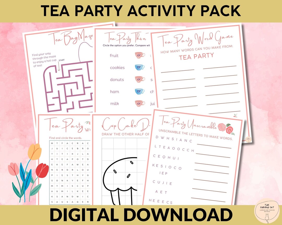 35 Tea Party Printable Activities, Bingo Game, Coloring Pages, High Tea ...