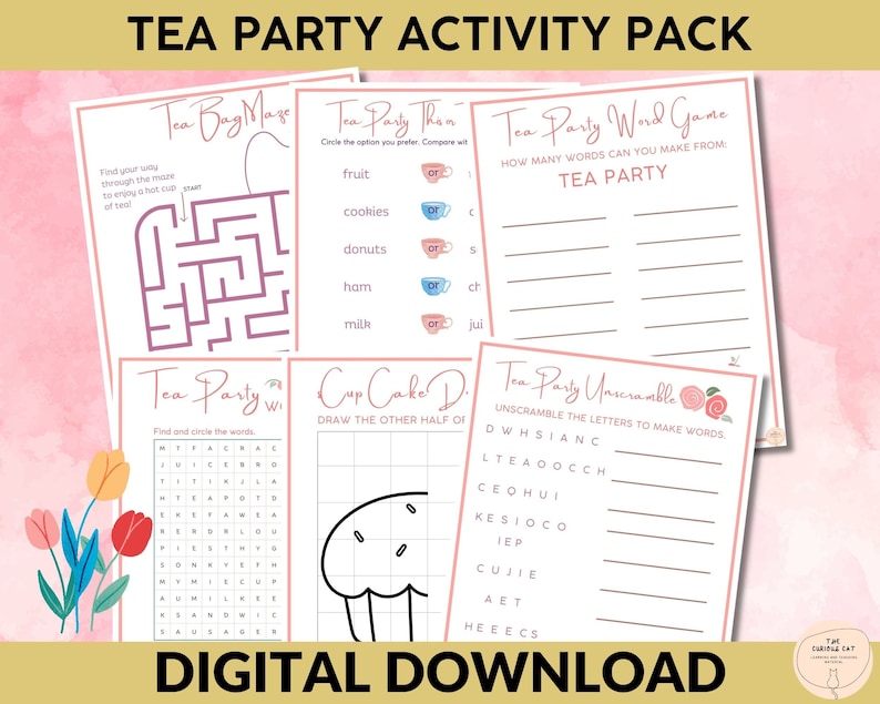 35 Tea Party Printable Activities, Bingo Game, Coloring Pages, High Tea ...