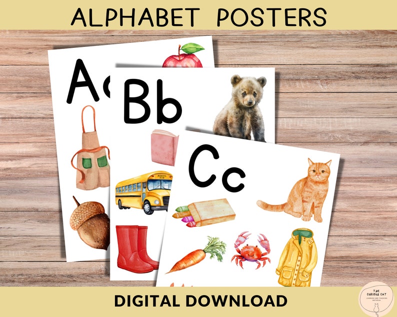 Pre-school Alphabet Posters, Toddlers Letter Sounds, Kindergarten ...