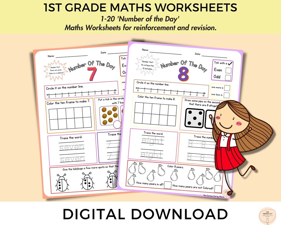 Maths Worksheets for Kindergarten and 1st Grade, Printables Addition ...