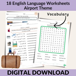 English Language Worksheets, 'at the Airport' Theme Worksheets, 3rd ...