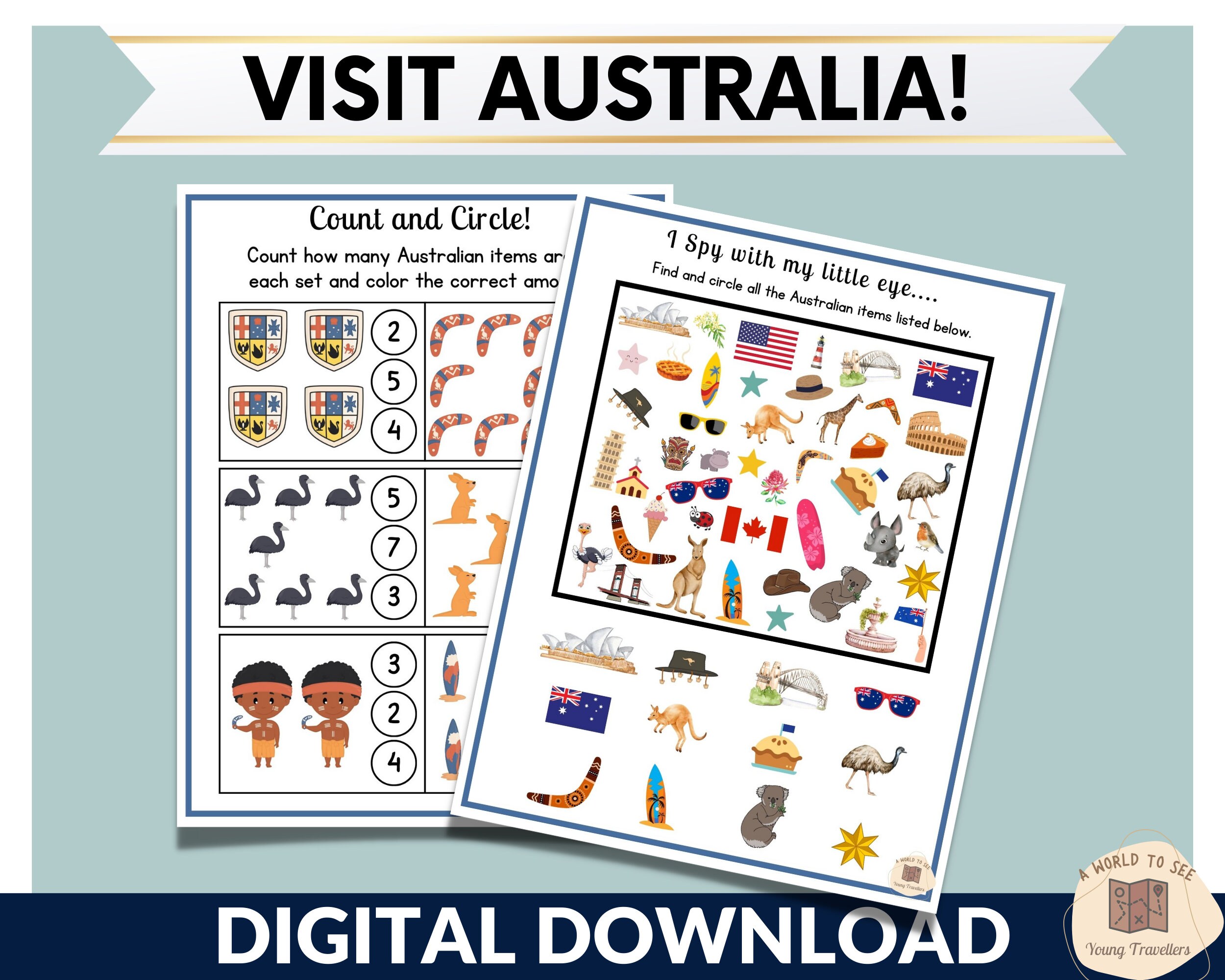 Country Study Printable, Travel Activity, Australia Learning & Travel ...