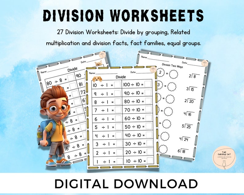 Maths Printables, Division Practice Worksheets, Maths for 2nd and 3rd ...