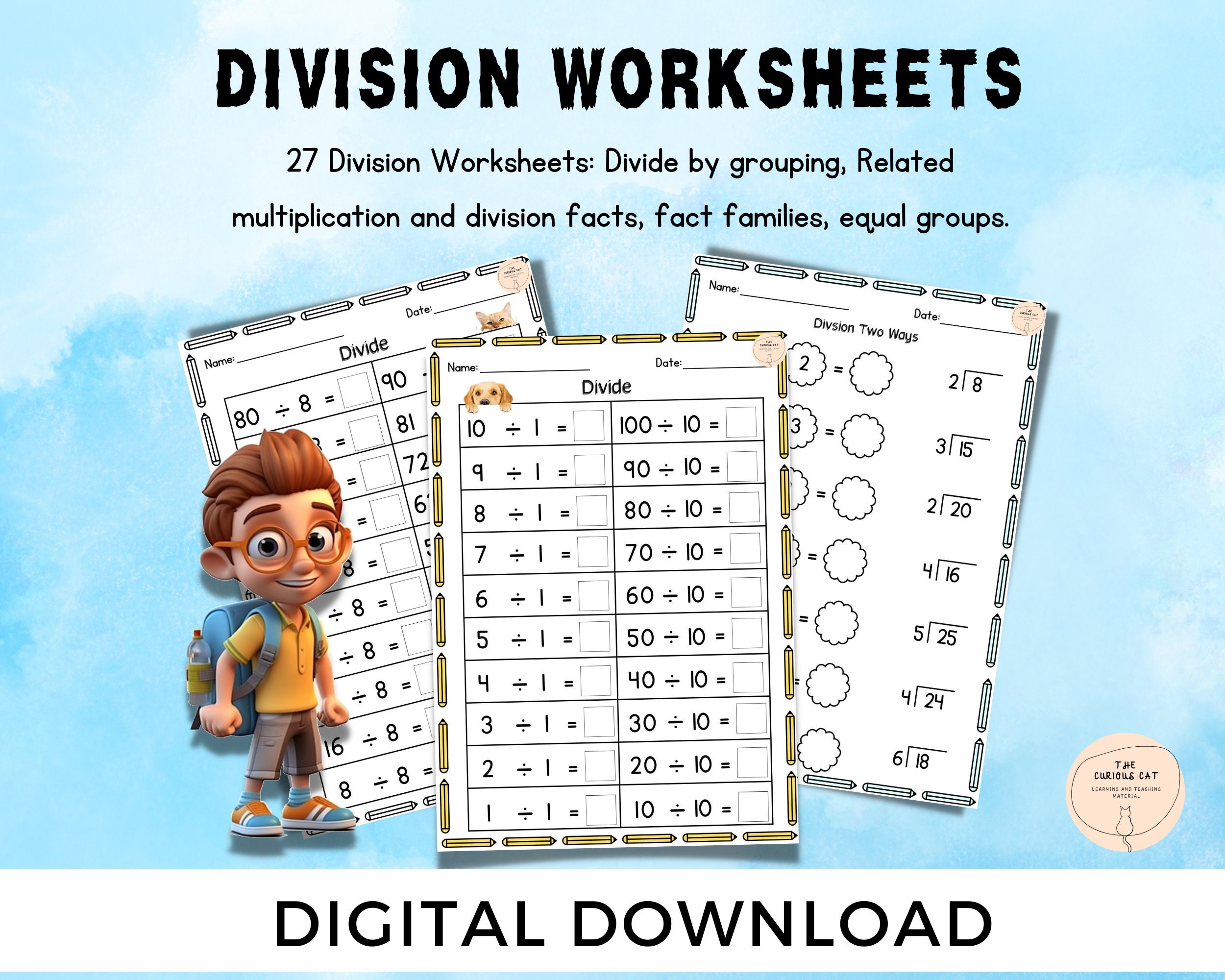 Maths Printables, Division Practice Worksheets, Maths for 2nd and 3rd ...