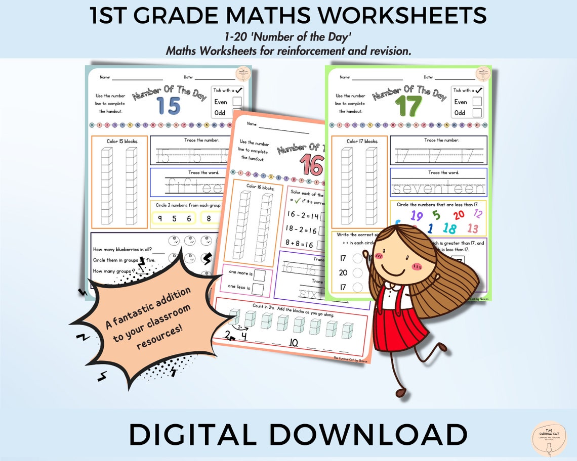 Maths Worksheets 1st Grade Printouts, Numbers 1 Till 20 Revision Work ...
