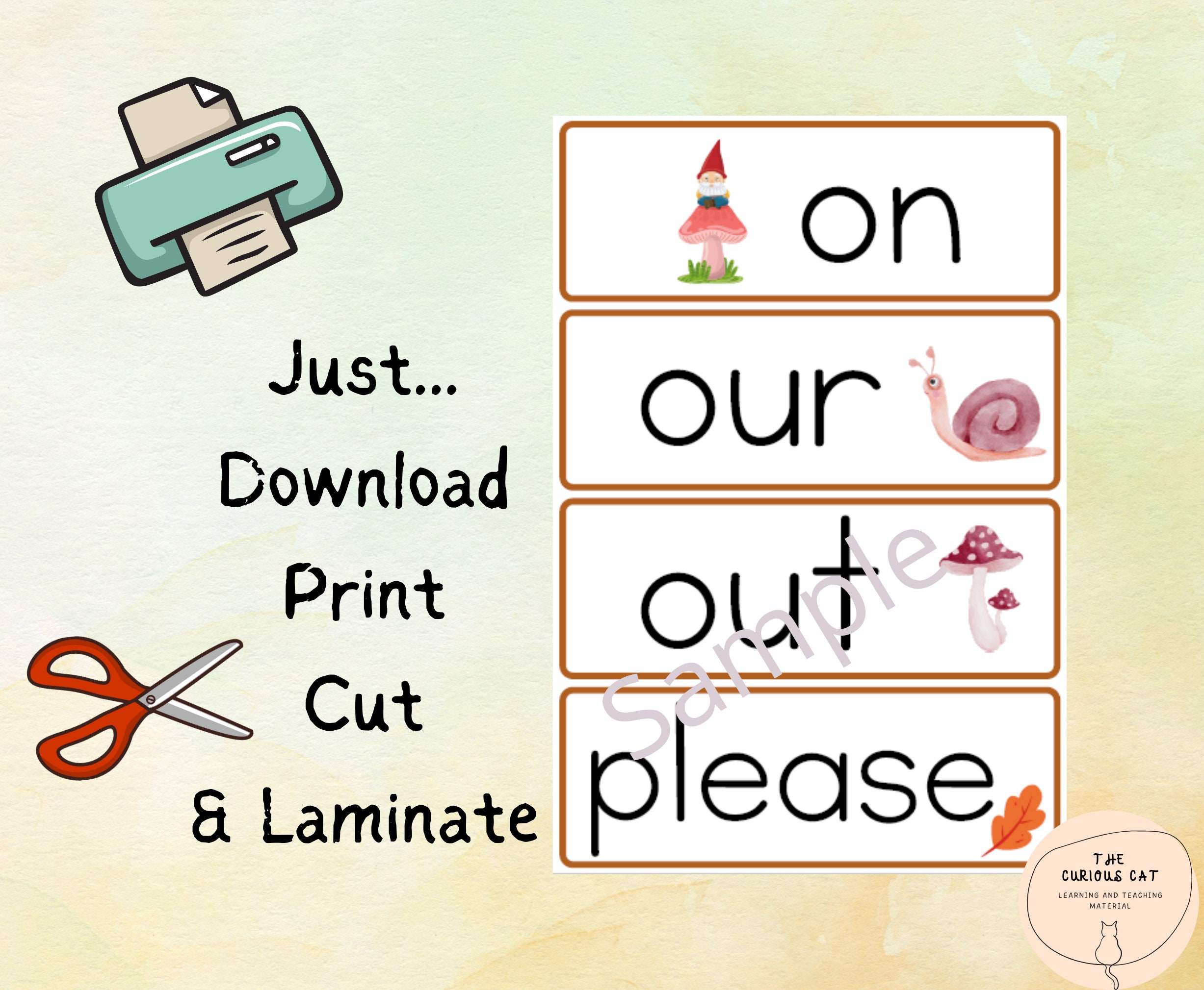 High Frequency Words Fall-themed Sight Words Flash Cards Primer, Dolch ...