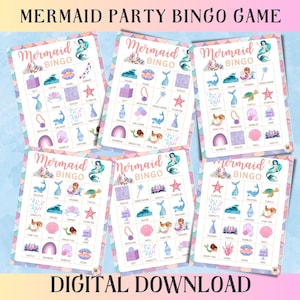 Mermaid Bingo Printable, Kids Party Activity, Birthday Party Game ...
