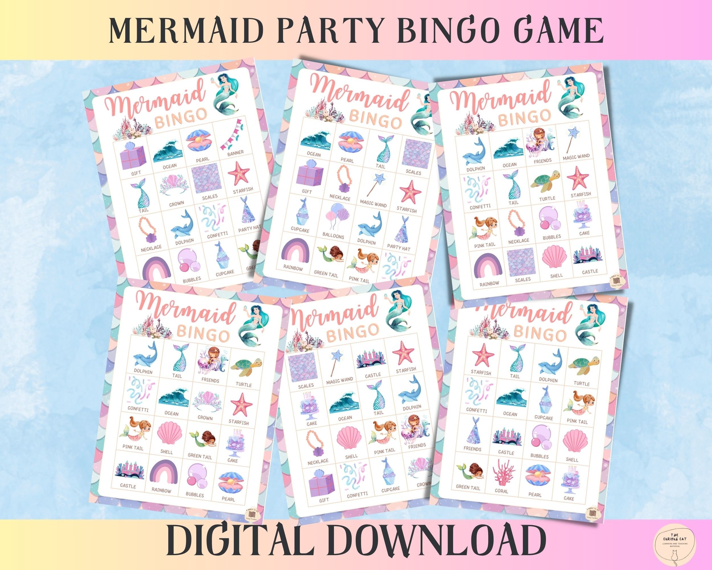 Mermaid Bingo Printable, Kids Party Activity, Birthday Party Game ...