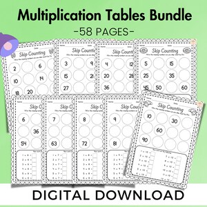 3rd Grade Maths Worksheets, Multiplication Printables, Digital Download, Times Tables Practice ...