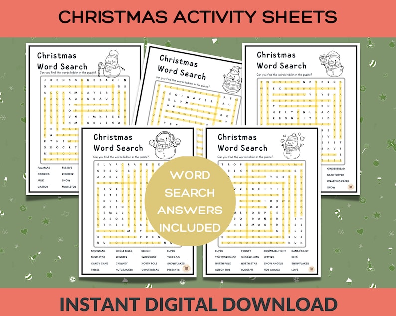 Christmas Printable Activity Book for Children, Kids Coloring Pages ...