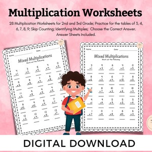 Maths Worksheets, Multiplication Printouts for 2nd and 3rd Grade With ...