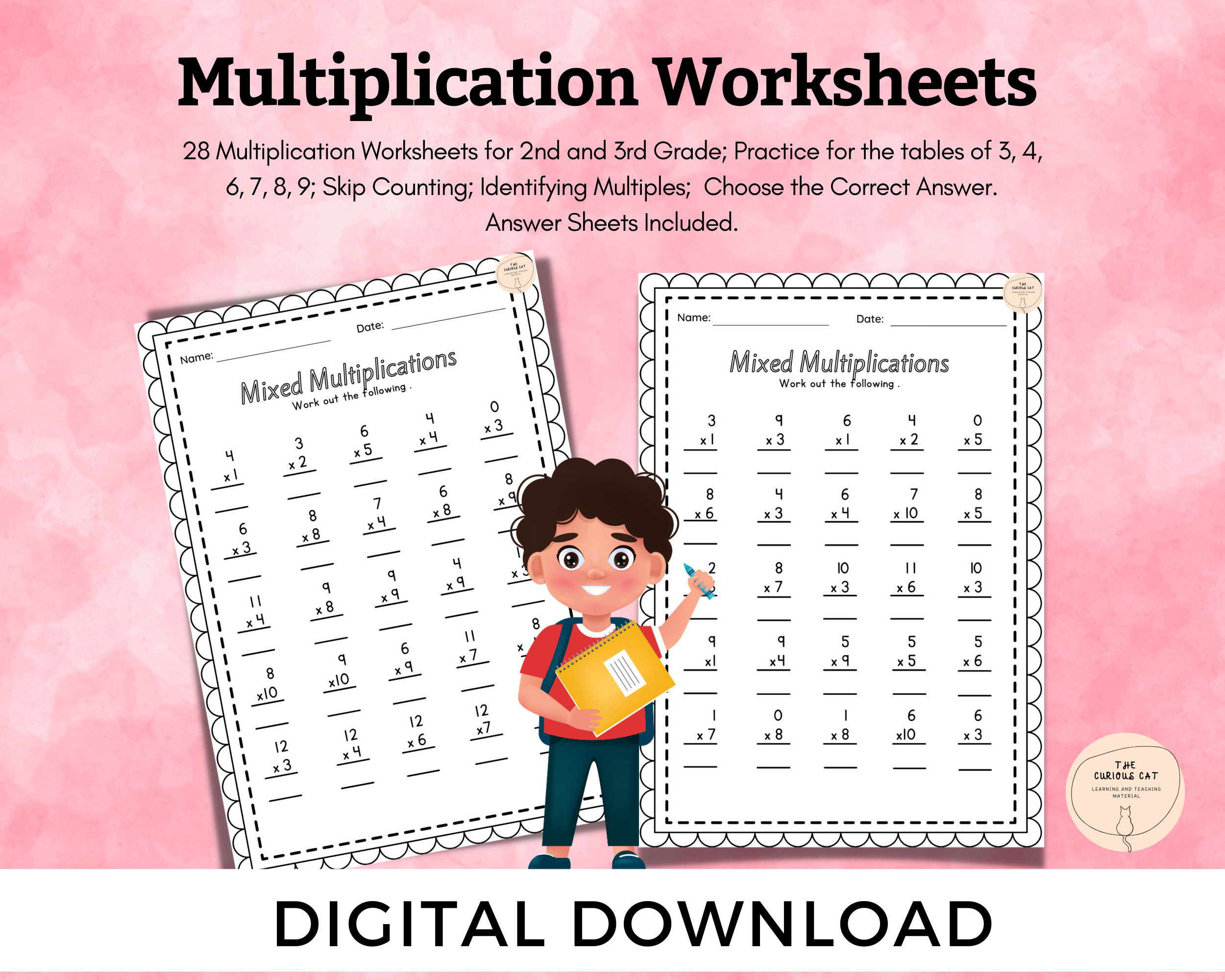 Maths Worksheets, Multiplication Printouts for 2nd and 3rd Grade With ...