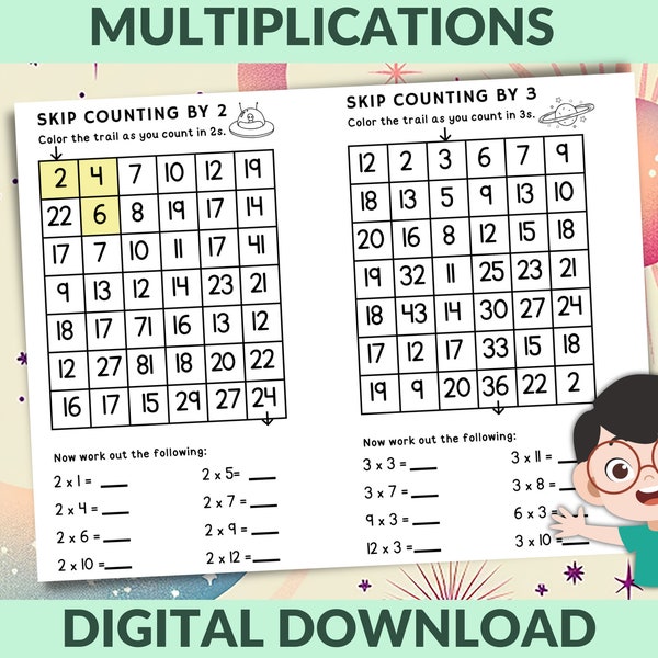 Maths Worksheets, Multiplication Printouts for 2nd and 3rd Grade With ...