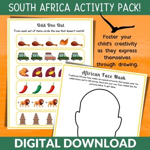 Printable South Africa Kids Activity Pack Travel Worksheets Activities ...